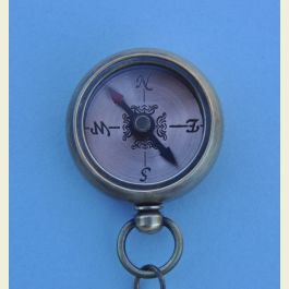 Engravable Antique Brass Compass Necklace